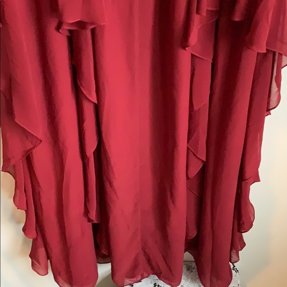 Modcloth | Dresses | Burgundy Ruffle Maxi Dress | Poshmark